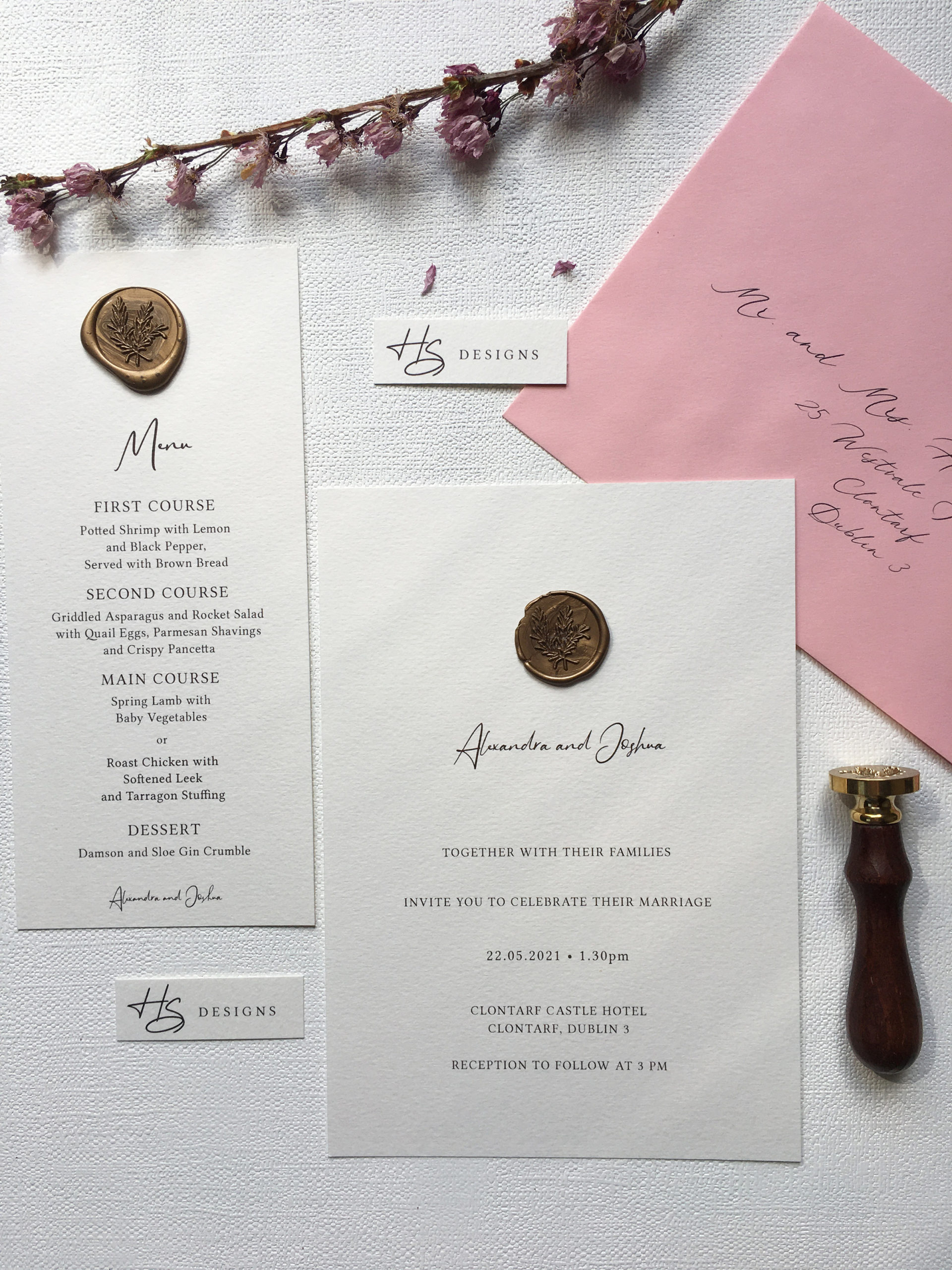 Alexandra Wax Seal Wedding Invitations - Hello Snowflake Designs